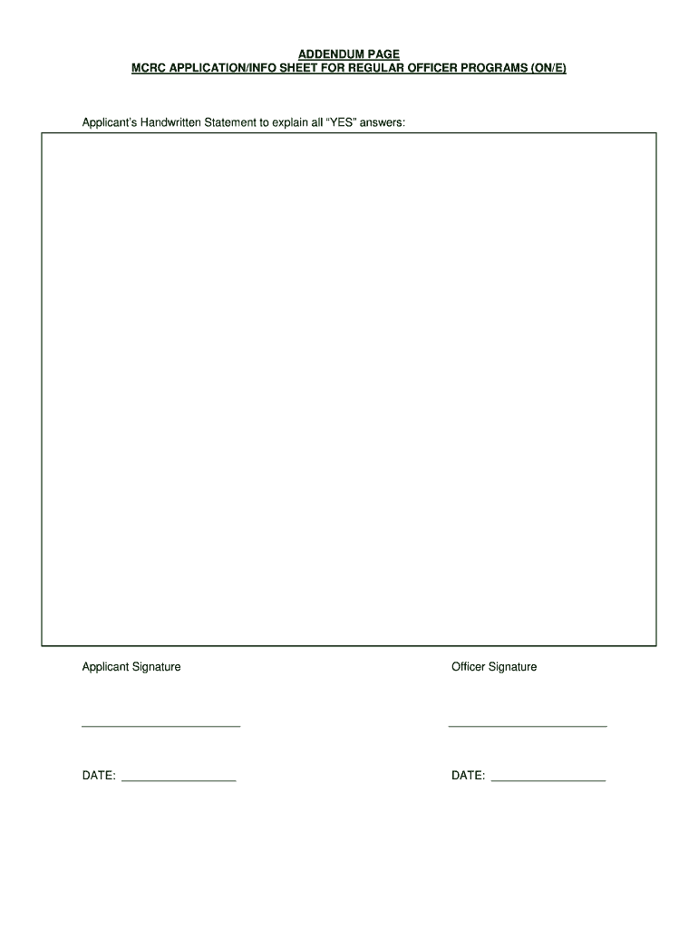 Fillable Online BAddendumb to Application for Handwritten Statement Fax ...