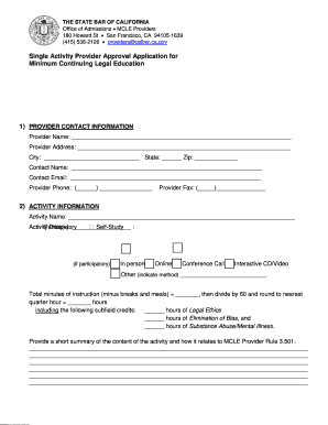 Fillable Online Single Activity Provider Approval Application for ...