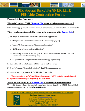 Fillable Online Banner Life - Contracting Forms - CBIZ Fax Email Print ...