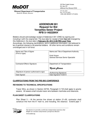 Fillable Online modot Addendum 001.doc - modot Fax Email Print - pdfFiller