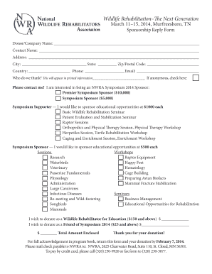 Fillable Online Wildlife Rehabilitation The Next Generation - National Wildlife ... Fax Email ...