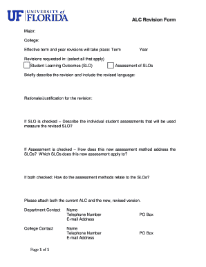 Fillable Online hhp ufl ALC Revision Form Fax Email Print - pdfFiller