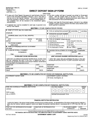 Fillable Online Standard Form 1199A, Direct Deposit Sign-up Form ...