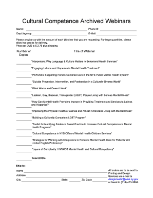 Fillable Online omh ny Cultural Competence Archived Webinars - Office of Mental Health Fax Email ...