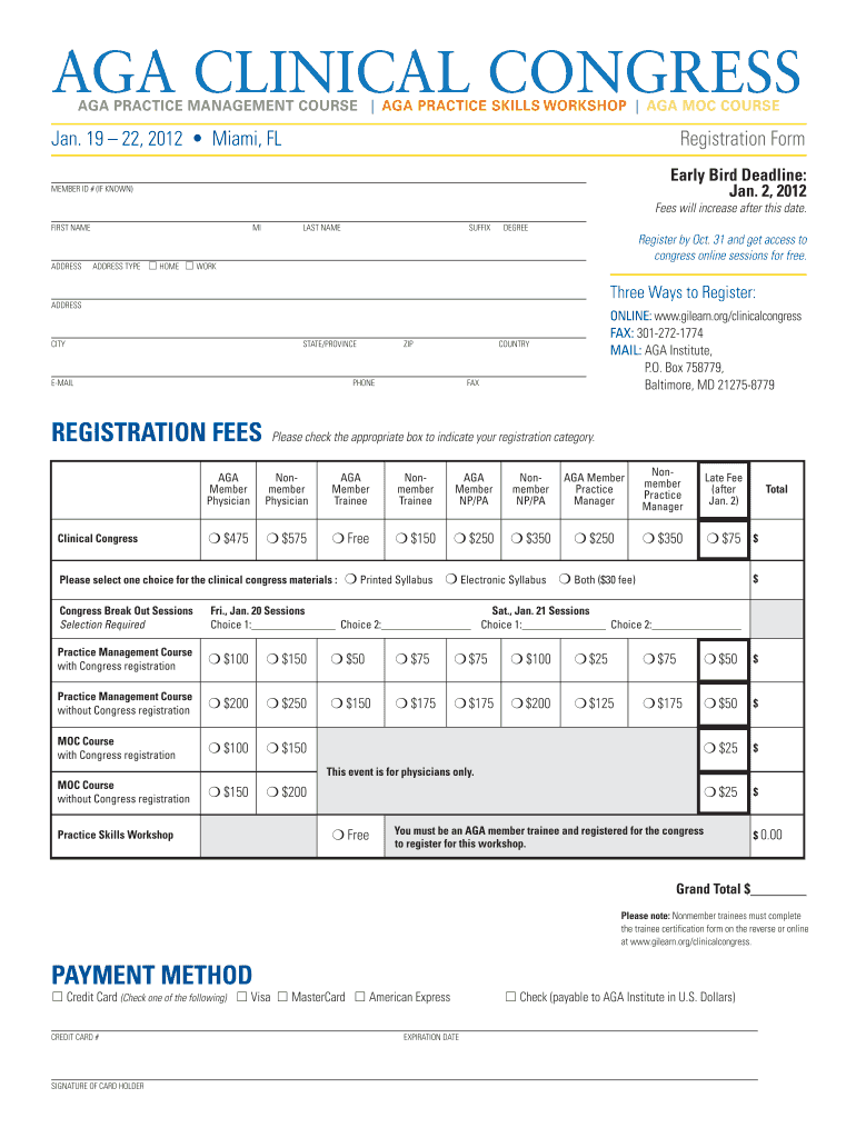 Fillable Online gastro AGA PRACTICE MANAGEMENT COURSE AGA PRACTICE ...