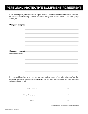 Fillable Online Personal protective equipment agreement - Summit Fax ...