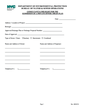 Fillable Online nyc NYC DEP Private Sewer or Drain Plan Checklist - nyc ...