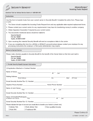 Fillable Online AdvanceDesigns Incoming Funds Request - Security ...