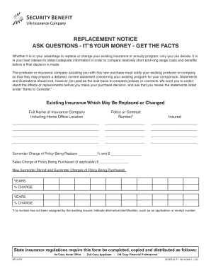 Fillable Online Replacement notice ask questions - it's your money ...