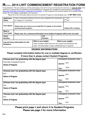 Fillable Online lwtech 2014 LWIT Commencement Ceremony Registration ...