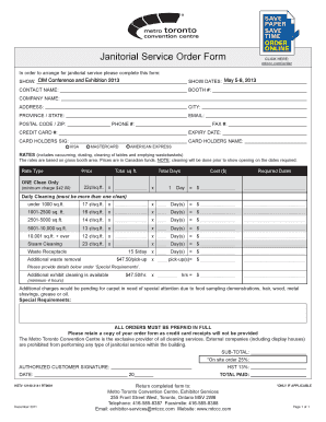 Fillable Online In order to arrange for janitorial service please ...