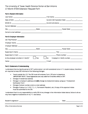 Fillable Online uthscsa OPT Stem Packet - The University of Texas ...