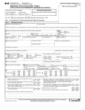 Fillable Online Form IMM 0008 - Immigrant Application Form: Family Fax ...