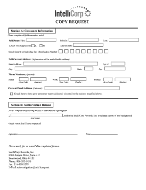 Fillable Online intellicorp COPY REQUEST - IntelliCorp Fax Email Print ...