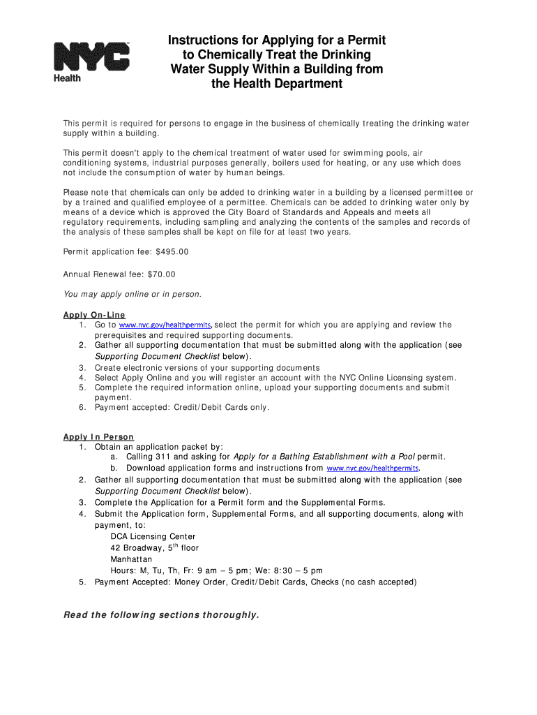 Fillable Online nyc Instructions for Applying for a Permit Fax Email ...