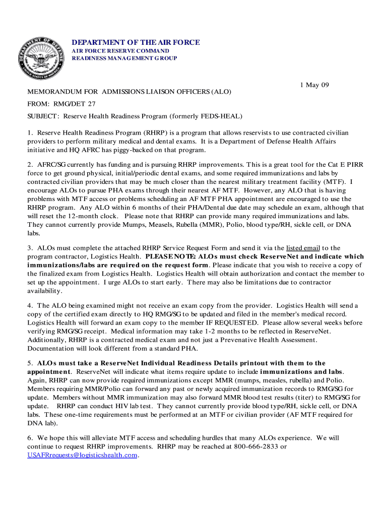 Fillable Online Introduction to RHRPand Service Request Form - TexasALO ...