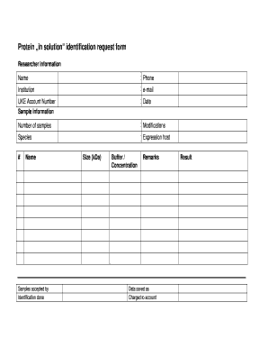 Fillable Online Protein identification request form - UKE Fax Email ...