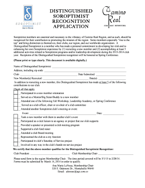 Fillable Online Distinguished soroptimist recognition application - SI ...