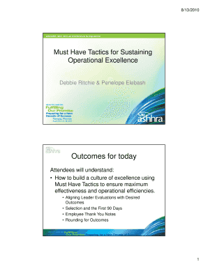 Fillable Online ashhra Must Have Tactics for Sustaining Operational ...