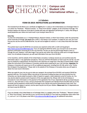 Fillable Online internationalaffairs uchicago J-1 Scholars FORM DS-2019 ...