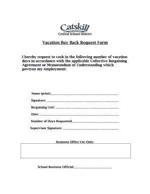 Fillable Online Vacation Buy Back Request Form - Catskill Central ...