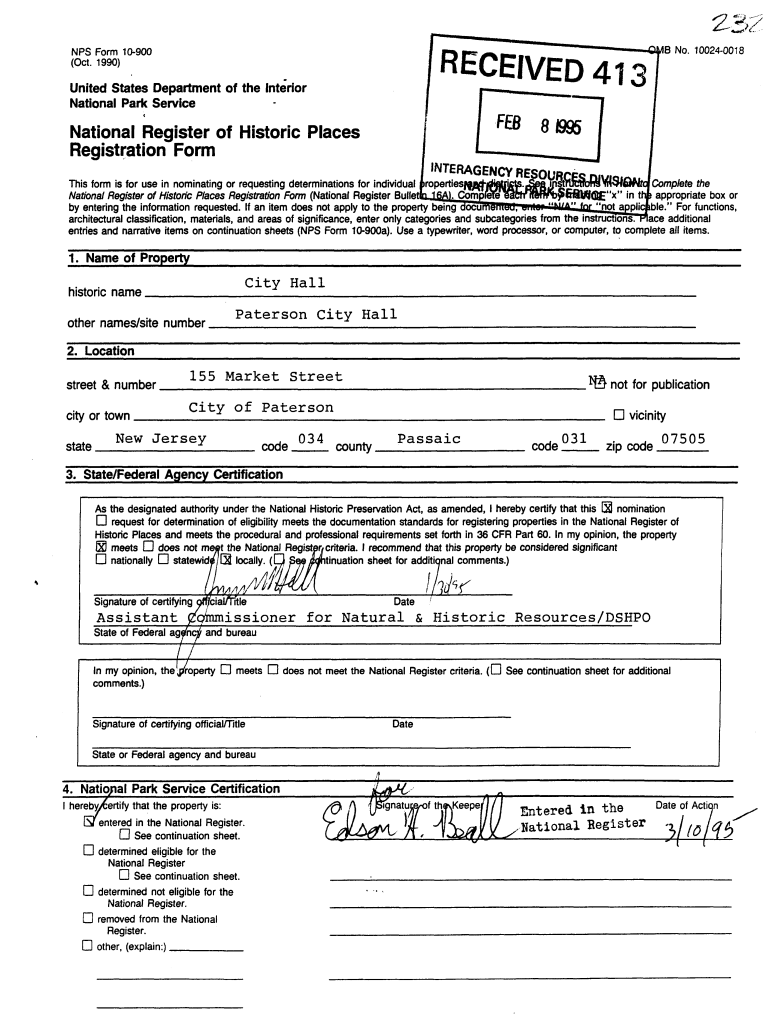 Fillable Online NFS Form 10-900 United States Department of the ...