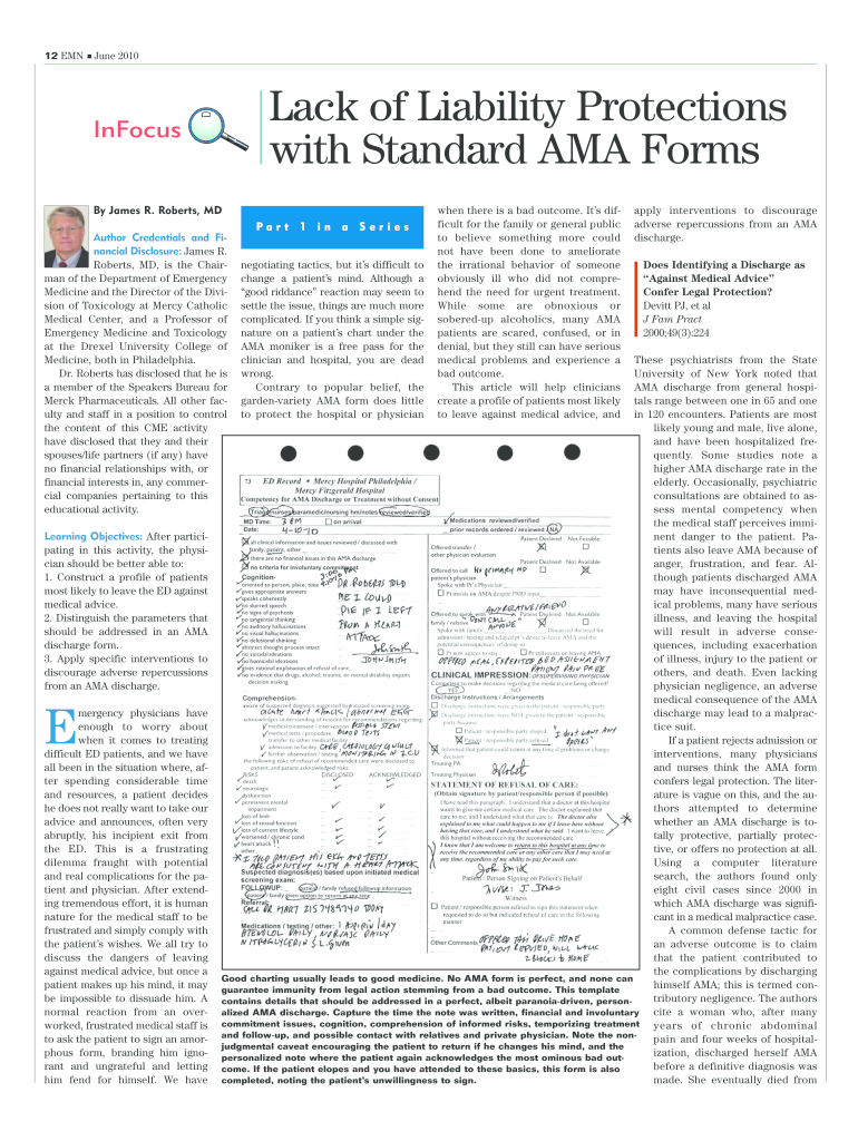 Fillable Online Lack of Liability Protections with Standard AMA Forms ...