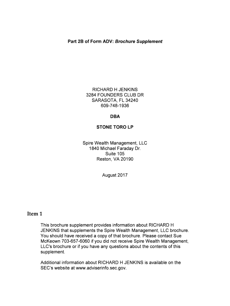 Fillable Online Part 2B of Form ADV: Brochure Supplement RICHARD H Fax ...