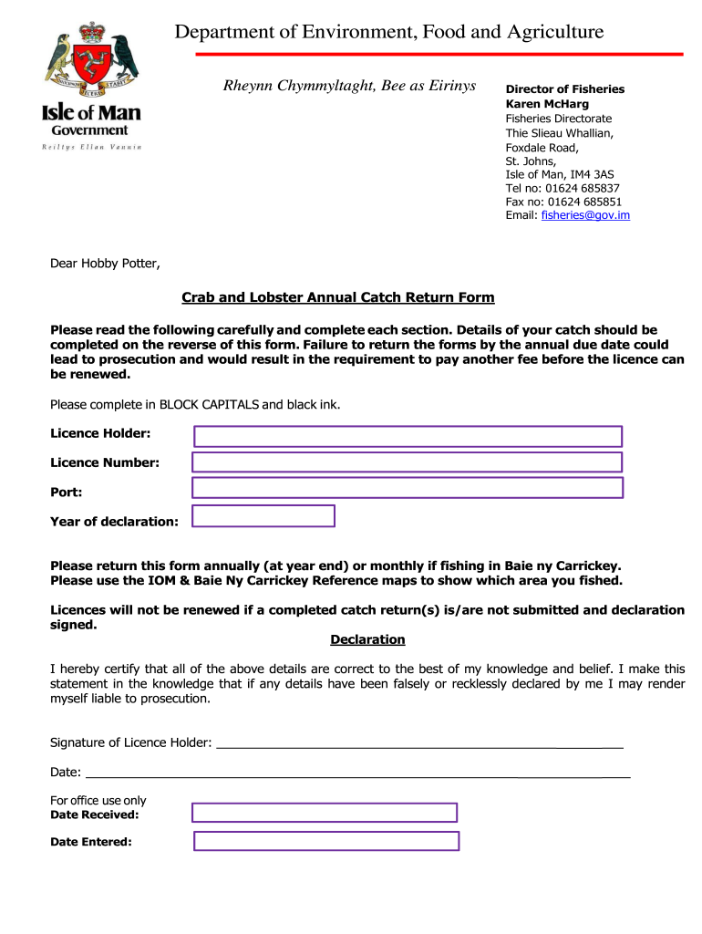 Fillable Online Department name here - Isle of Man Government Fax Email ...
