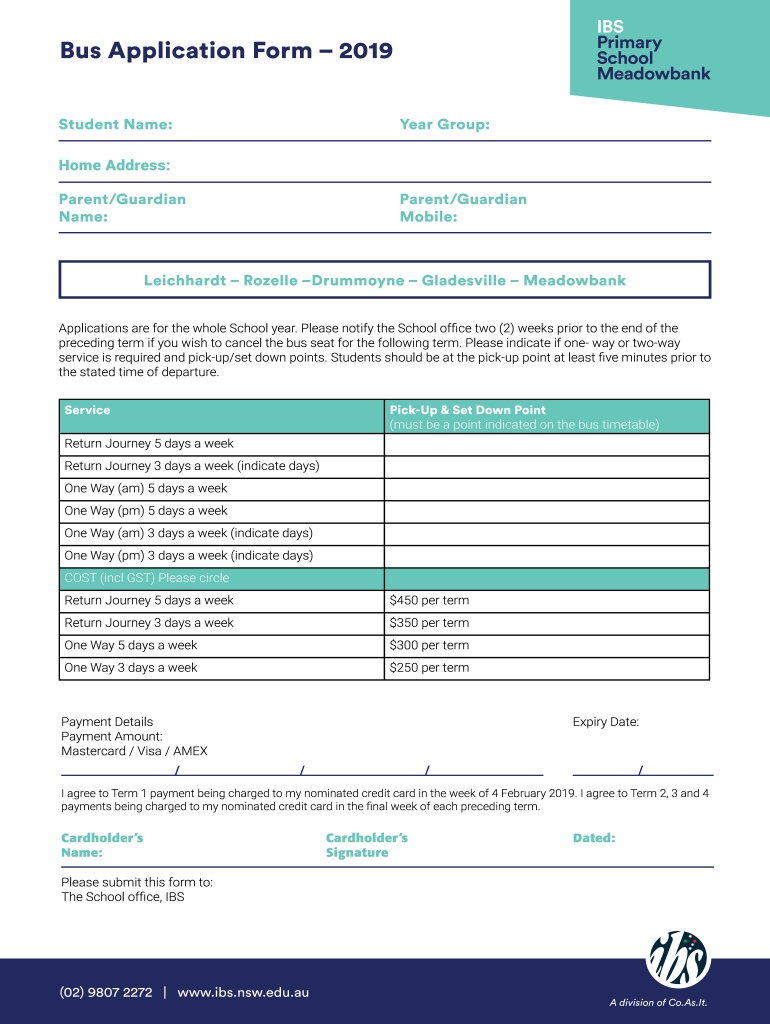Fillable Online Bus Application Form 2019 Fax Email Print - pdfFiller