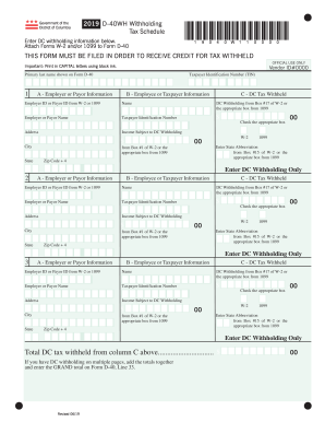 Fillable Online Enter DC withholding information below Fax Email Print ...