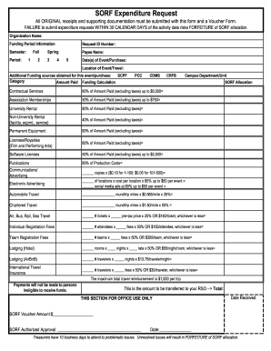 Fillable Online SORF Expenditure Request Form - SORF Funding Fax Email ...