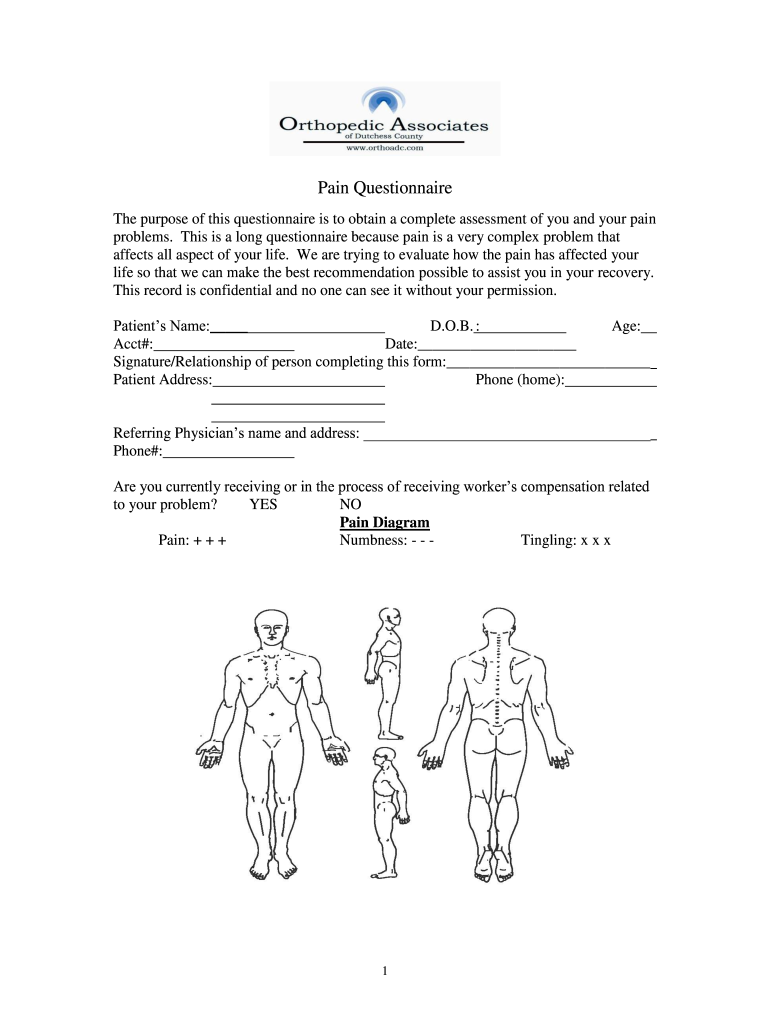 Fillable Online Short-form McGill Pain Questionnaire - Physiopedia Fax ...