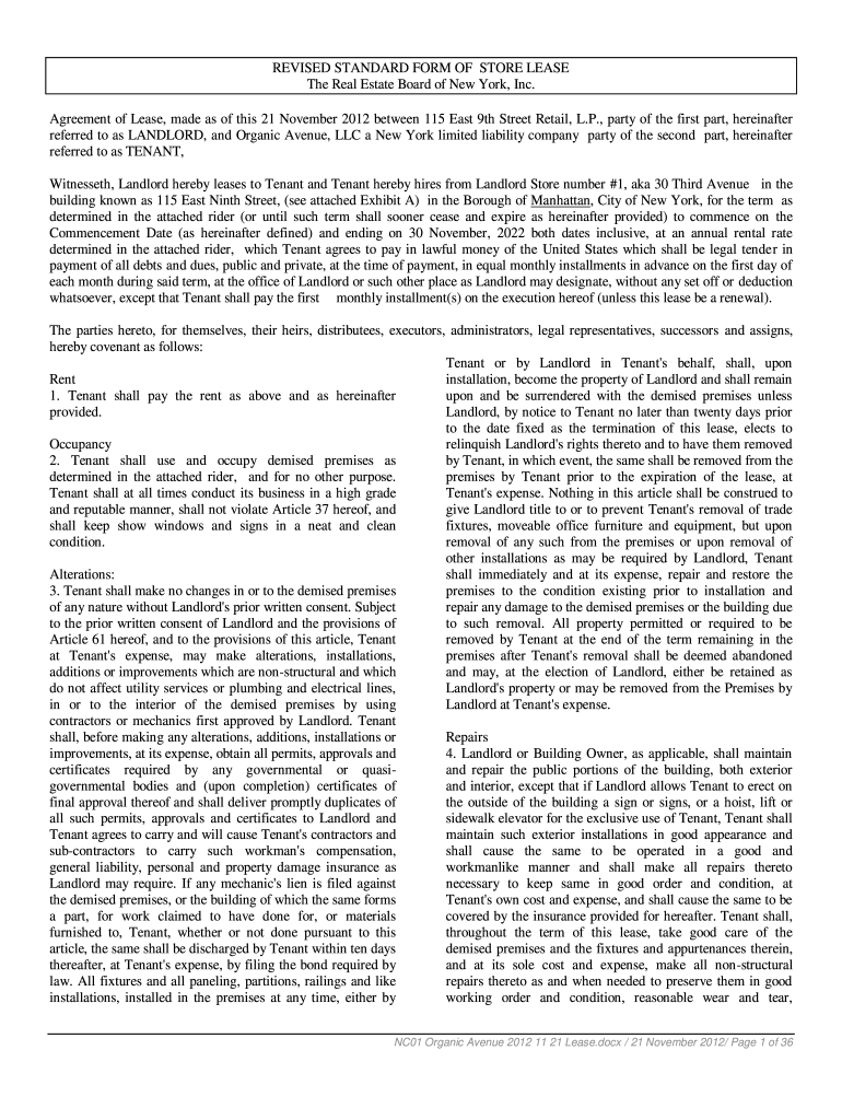 Fillable Online REVISED STANDARD FORM OF STORE LEASE Fax Email Print ...