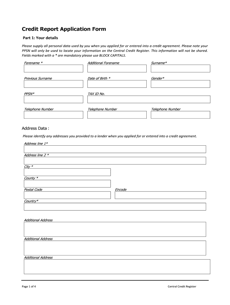Fillable Online Credit Report Application Form Fax Email Print - pdfFiller