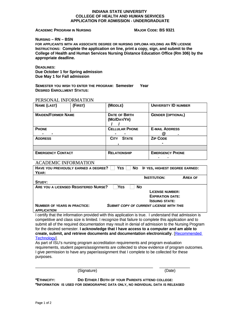 RN-BS admission application Doc Template | pdfFiller