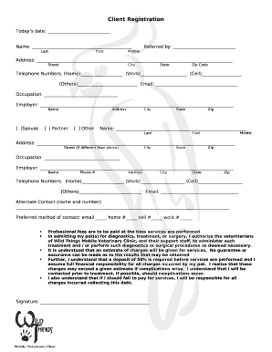 Client Registration - Wild Things Mobile Veterinary Clinic Doc Template ...