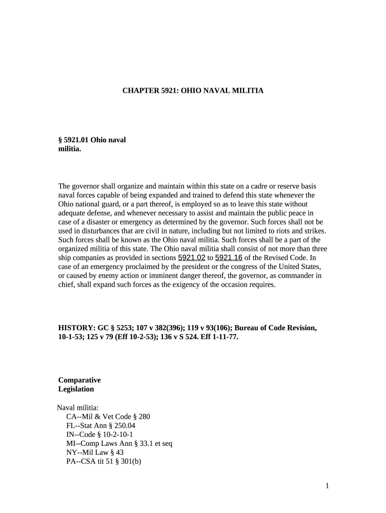 Chapter 5921: OHIO NAVAL MILITIA - Lawriter - ORC Doc Template | pdfFiller