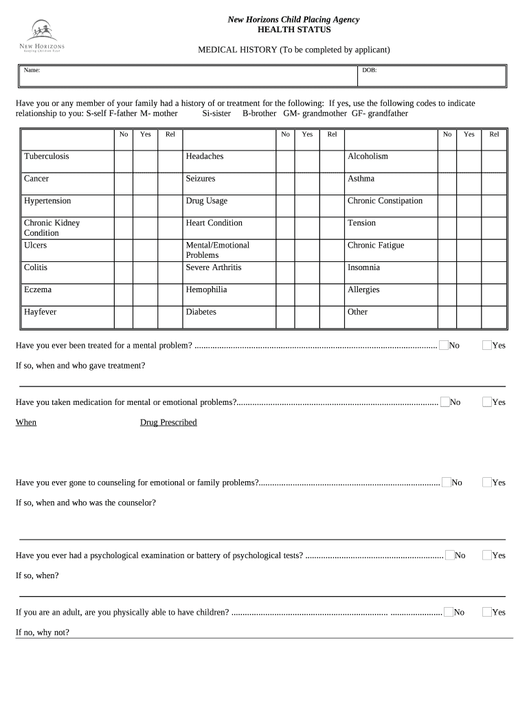 Health-Status--for-Foster-Parents.doc - New Horizons ... Doc Template | pdfFiller