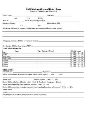 Child-Adolescent Intake - Samaritan Center Doc Template | pdfFiller