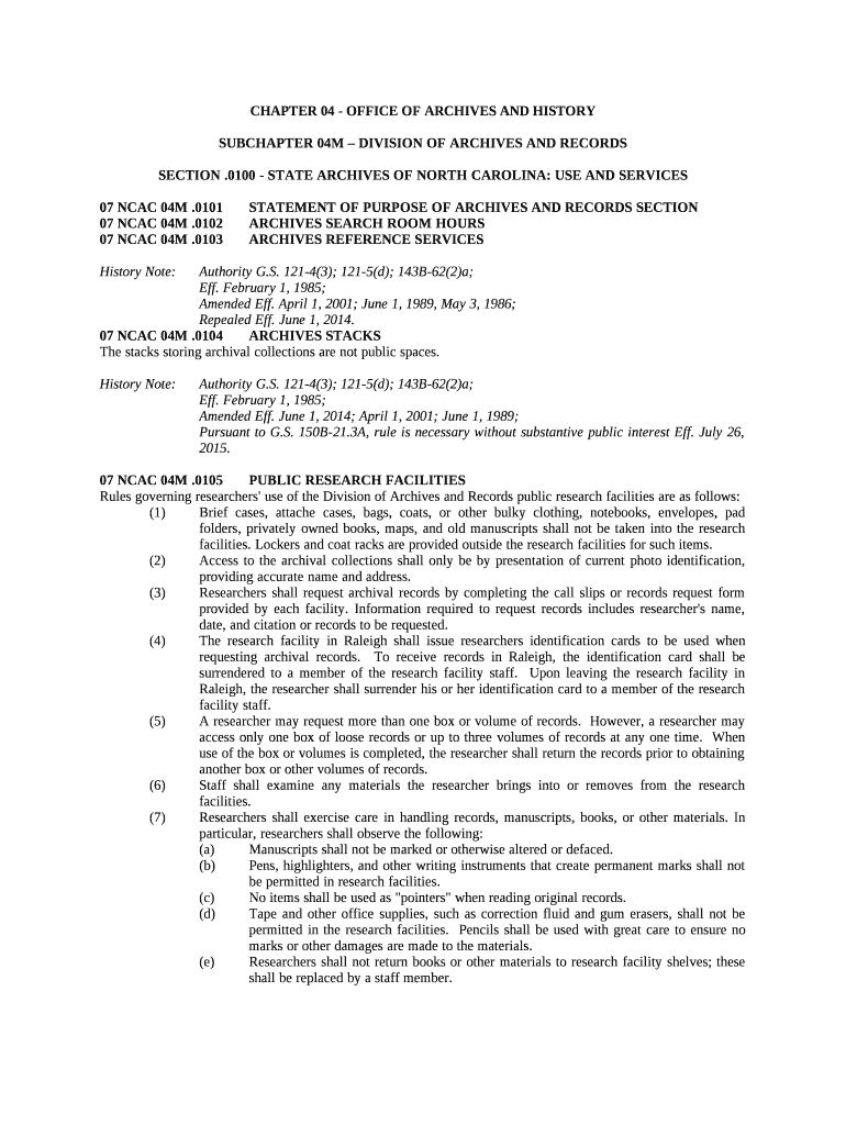 NC Archives: List of Researchers - North Carolina State Archives Doc ...