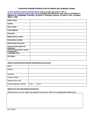 Psychotherapy Referral Form Template | pdfFiller