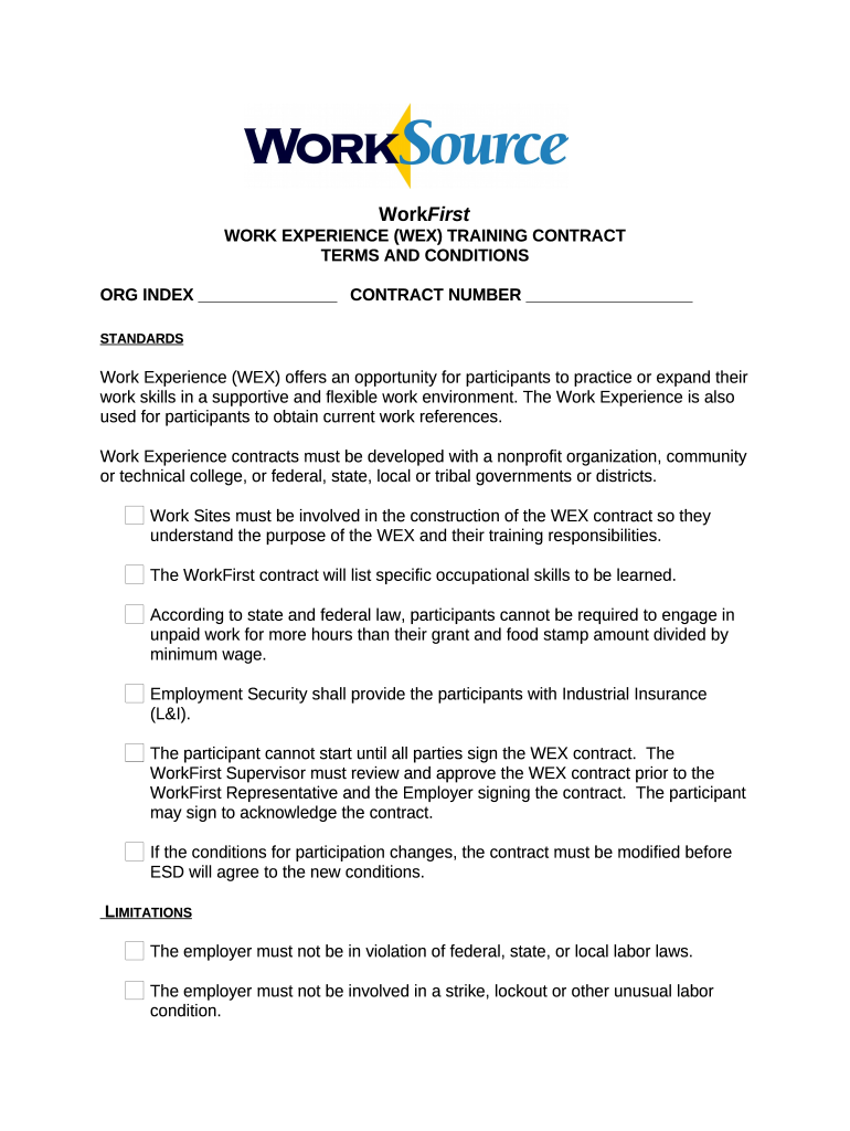 , Work Experience Contract Agreement Doc Template | pdfFiller