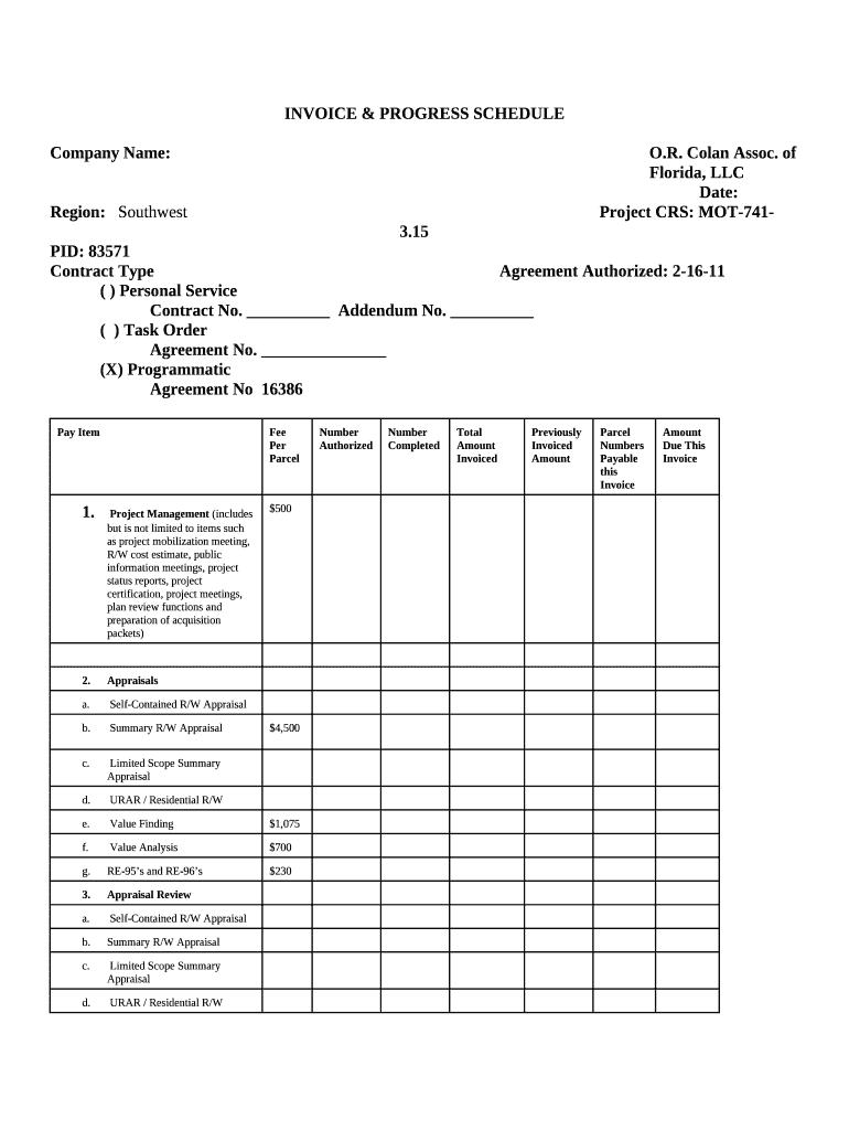 Invoice And Progress schedule Doc Template | pdfFiller
