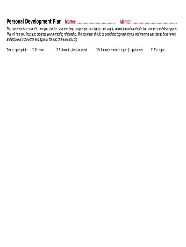 Personal Development Plan - Mentee Doc Template | pdfFiller