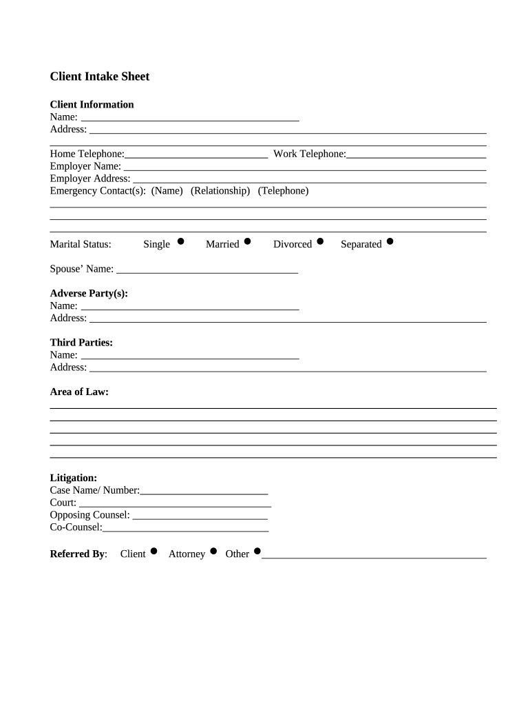 New Client Intake Sheet PLEASE COMPLETE AND EMAIL TO EDIE ... Doc ...