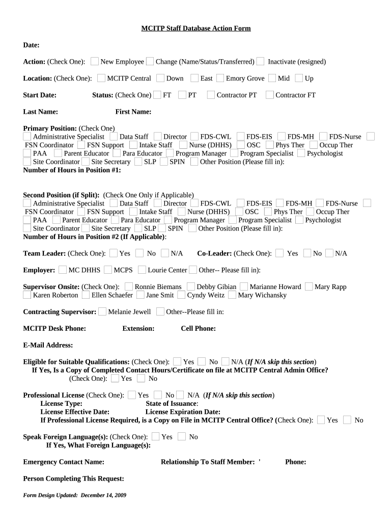 Staff Database Action Doc Template | pdfFiller
