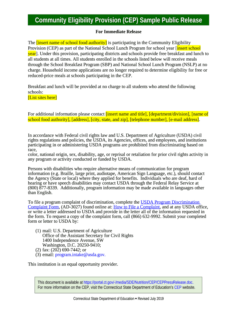Community Eligibility Provision (CEP) Sample Public Release ... Doc ...