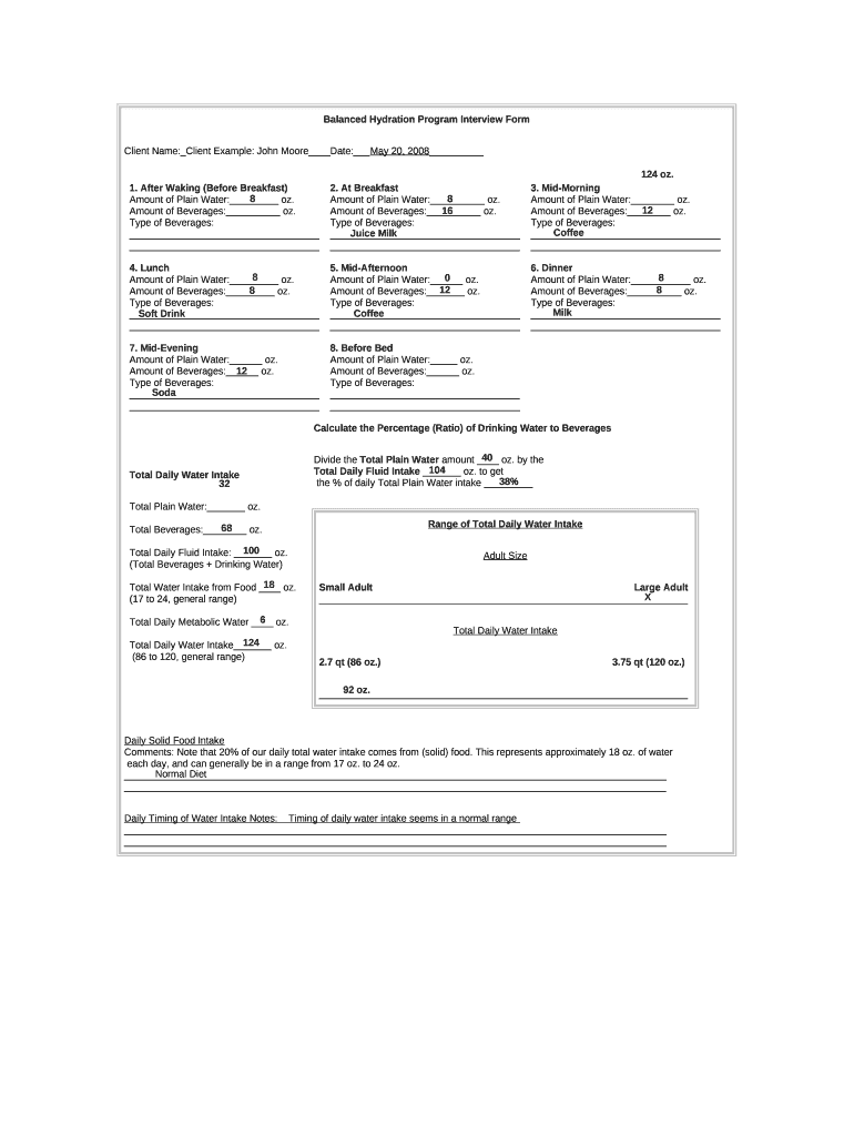Balanced Hydration Program Interview Doc Template | pdfFiller
