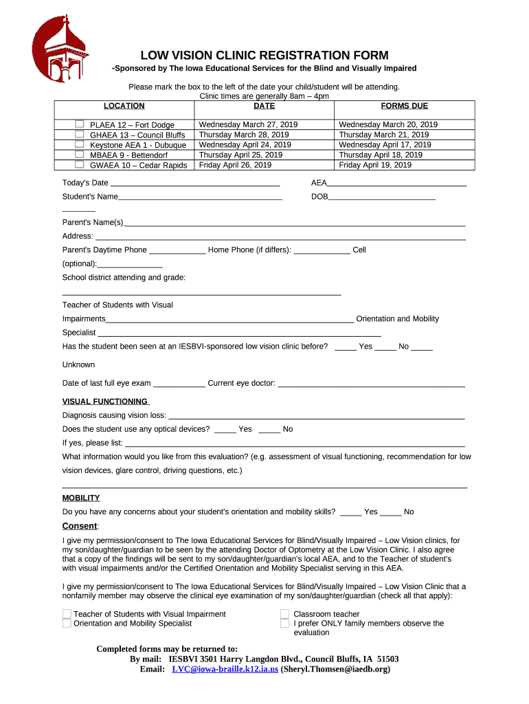 LOW VISION CLINIC REGISTRATION Doc Template | pdfFiller